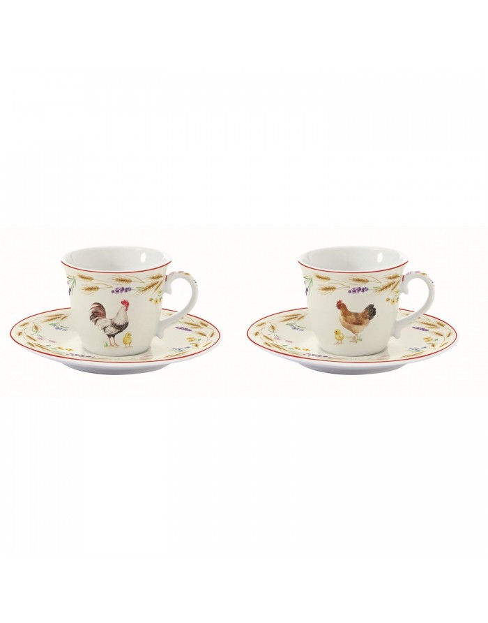 Set 2 tazas café porcelana Country Life 80 ml