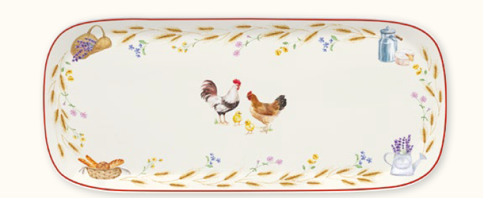 Fuente rectangular porcelana Country Life 40 cm